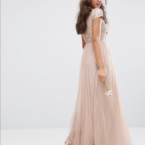 Maya | Dresses | Asos Maya Bardot Maxi Dress Sequin Tulle Skirt | Poshmark